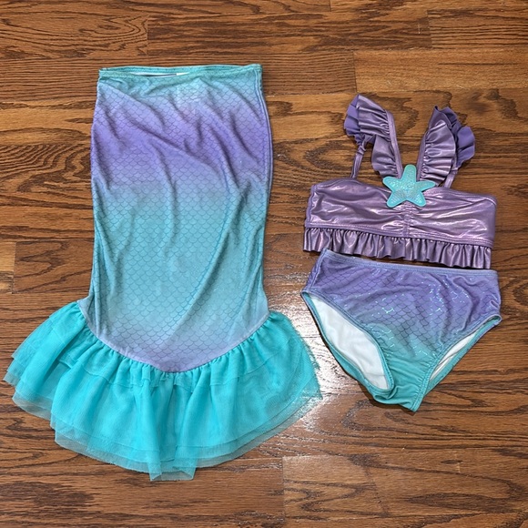 Disney | Swim | The Disney Store Girls Mermaid Twopiece Swimsuit With ...